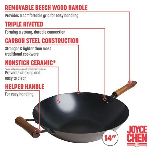 JOYCE CHEN Carbon Steel Ceramic Nonstick Wok