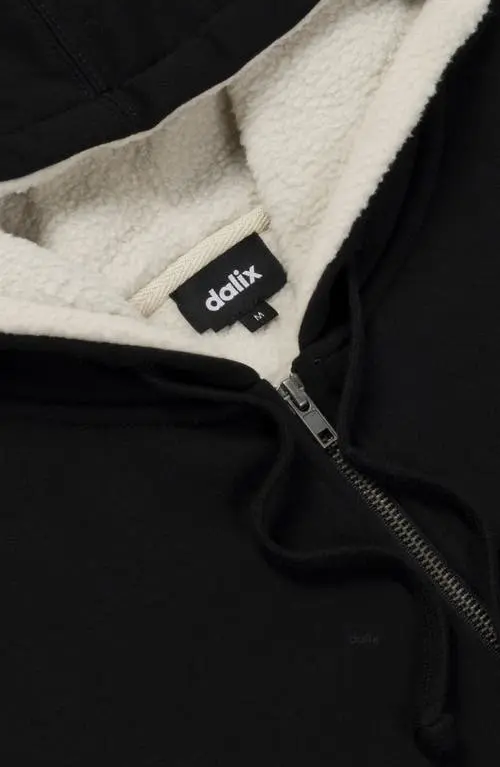 DALIX Ghost Cozy Lined Zip Up Hoodie - Black