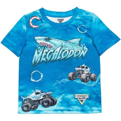 MONSTER JAM Graphic T-shirt - Blue Megalodon Water Theme