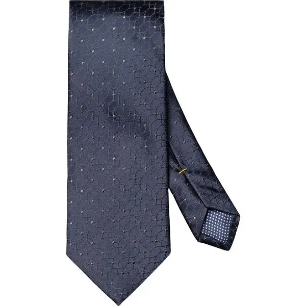 Eton Patterned Silk Jacquard Neck Tie - Navy