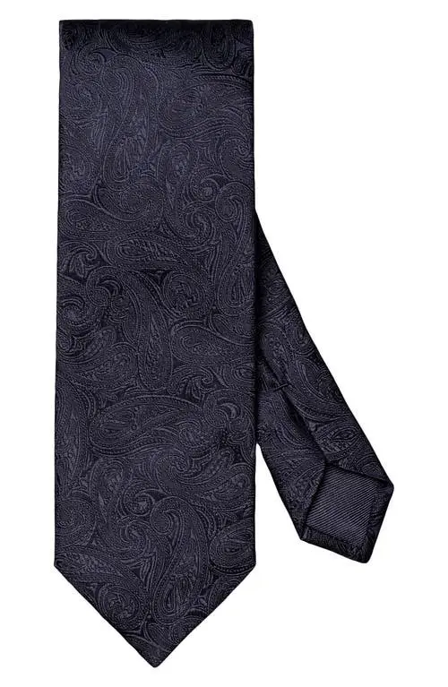 Eton Paisley Silk Jacquard Neck Tie - Navy