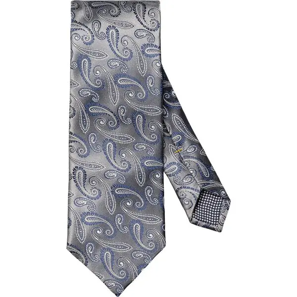 Eton Paisley Silk Jacquard Tie - Dark Grey