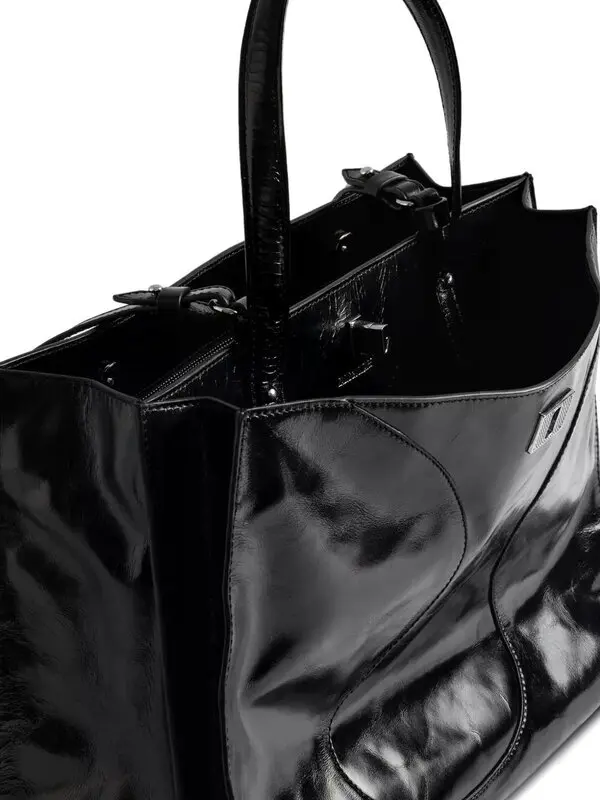 Zadig&Voltaire Jack Vintage Patent-leather Tote Bag - Black