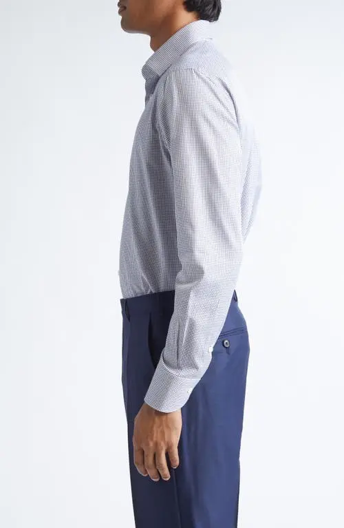 Zegna Centoventimila Minicheck Button-up Shirt - Navy Blue/white