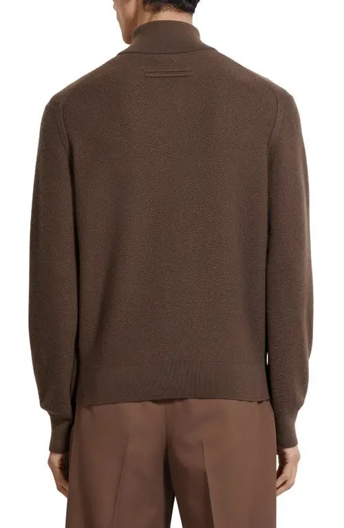 Zegna Oasi Cashmere Jacquard Quarter-zip Sweater - Brown