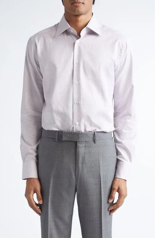 Zegna Centoventimila Minicheck Button-up Shirt - Dark Pink/white
