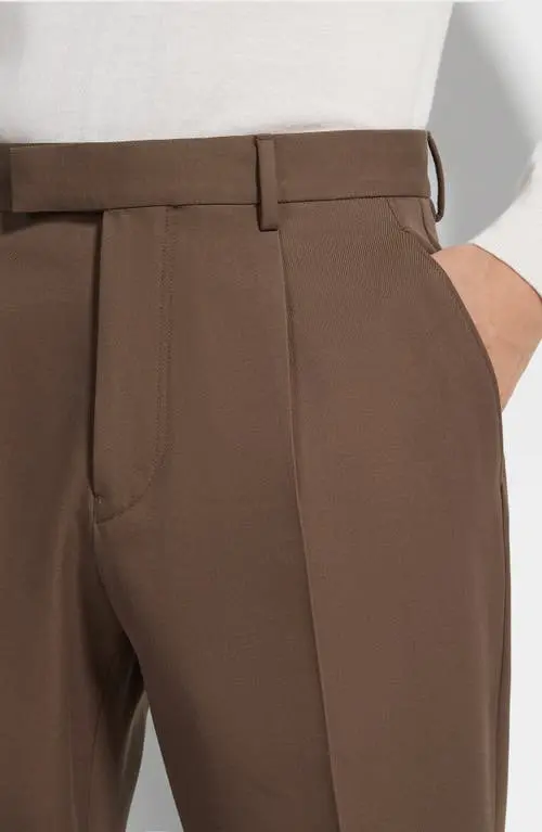 Zegna Cotton And Wool Pleated Trousers - Brown