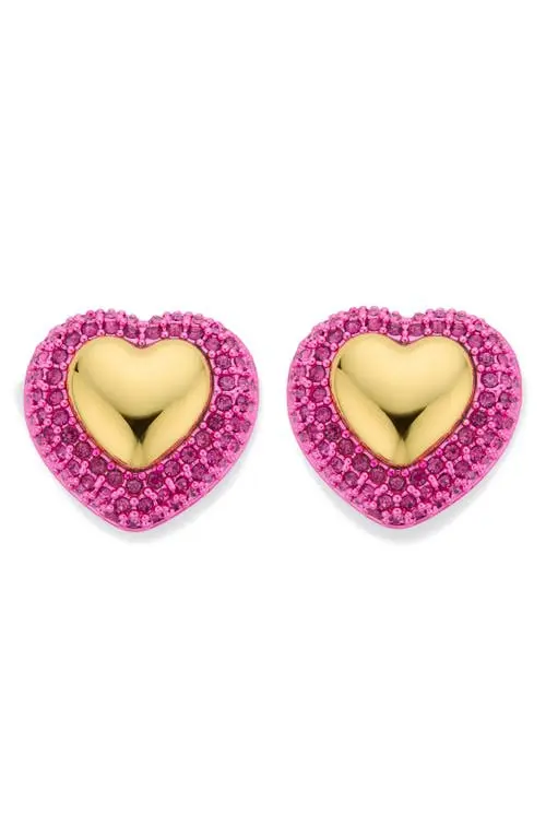 Kurt Geiger Pavé Heart Stud Earrings - Gold/pink