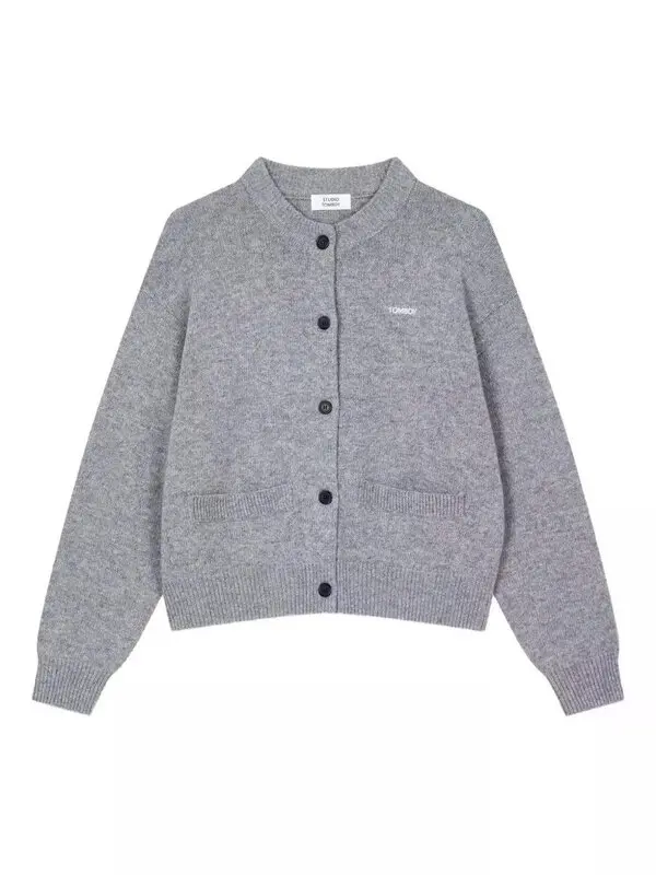 STUDIO TOMBOY Logo-embroidered Button-front Cardigan - Grey