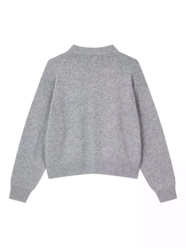 STUDIO TOMBOY Logo-embroidered Button-front Cardigan - Grey