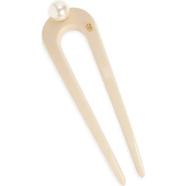 Alexandre De Paris Faux Pearl Embellished French Hair Pin - Beige