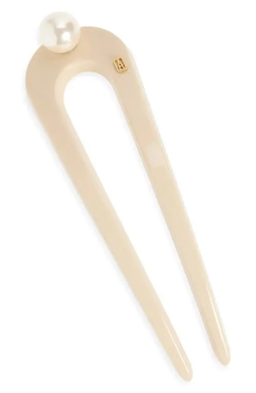Alexandre De Paris Faux Pearl Embellished French Hair Pin - Beige