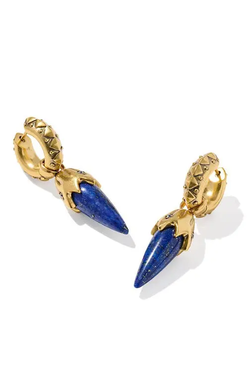 Kendra Scott Catherine Huggie Hoop Earrings - Vintage Gold Blue Lapis