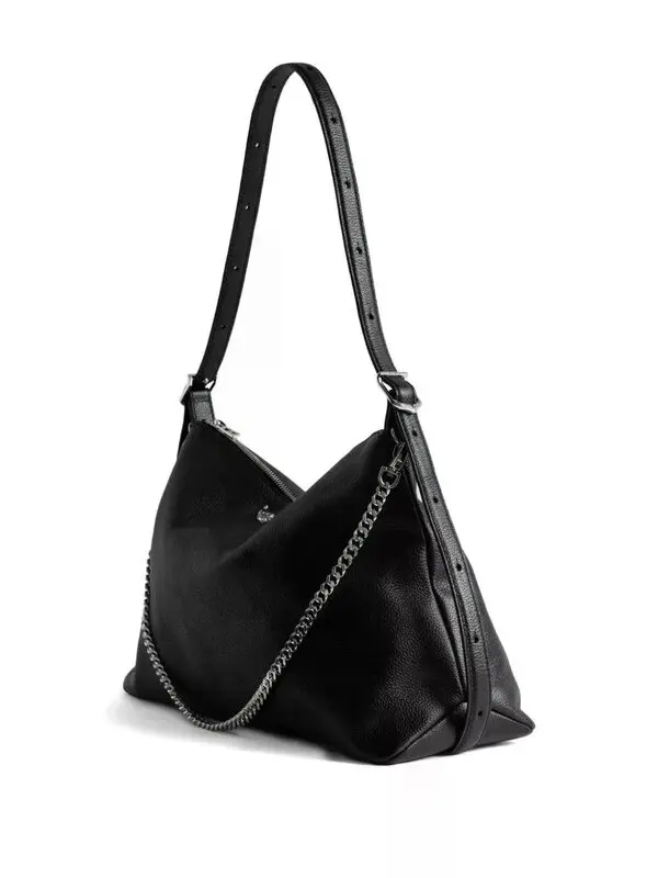 Zadig&Voltaire Jim Leather Shoulder Bag With Chain Strap - Black