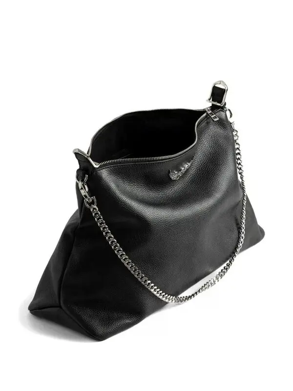 Zadig&Voltaire Jim Leather Shoulder Bag With Chain Strap - Black