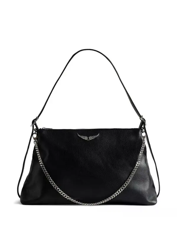 Zadig&Voltaire Jim Leather Shoulder Bag With Chain Strap - Black