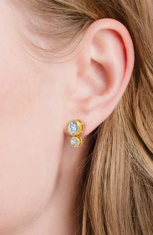 CRISLU Brilliant-cut Cubic Zirconia Double Stud Earrings - Gold