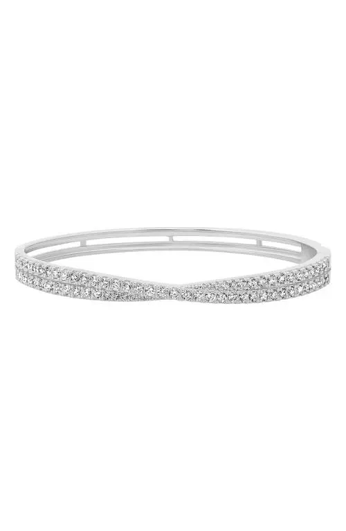 CRISLU Luminous Crossed Bangle - Pure Platinum/clear Stone