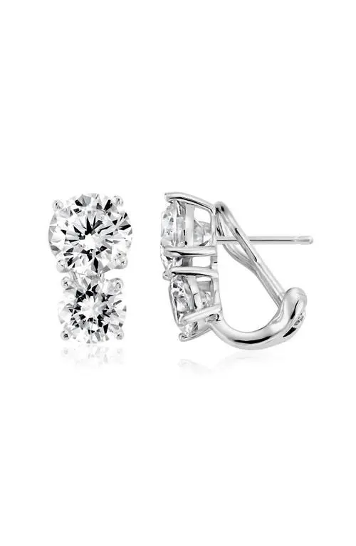 CRISLU Cubic Zirconia Stud Earrings - Pure Platinum/clear Stone