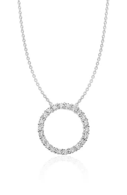 CRISLU Pavé Open Circle Pendant Necklace - Pure Platinum/clear Stone