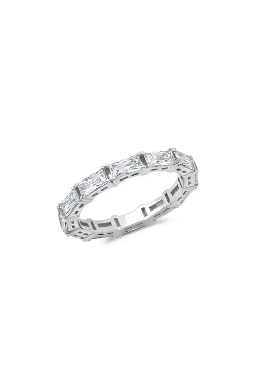 CRISLU East West Baguette Zirconia Eternity Ring - Pure Platinum/clear Stone