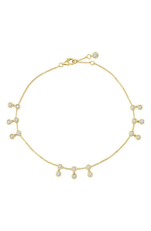 CRISLU Tri Bezel Anklet - 18kyg/clear Stone