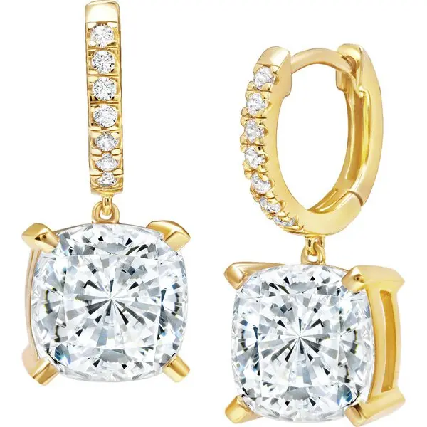 CRISLU Cubic Zirconia Drop Earrings - 18kyg/clear Stone