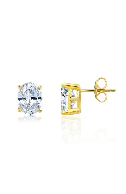 CRISLU Oval Cut Cubic Zirconia Stud Earrings - 18kyg/clear Stone