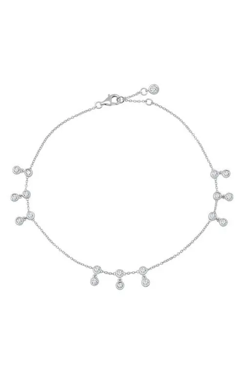 CRISLU Tri Bezel Anklet - Pure Platinum/clear Stone