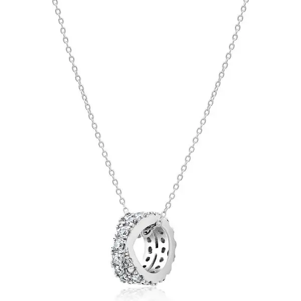 CRISLU Grace Rolling Cubic Zirconia Pendant Necklace - Pure Platinum/clear Stone