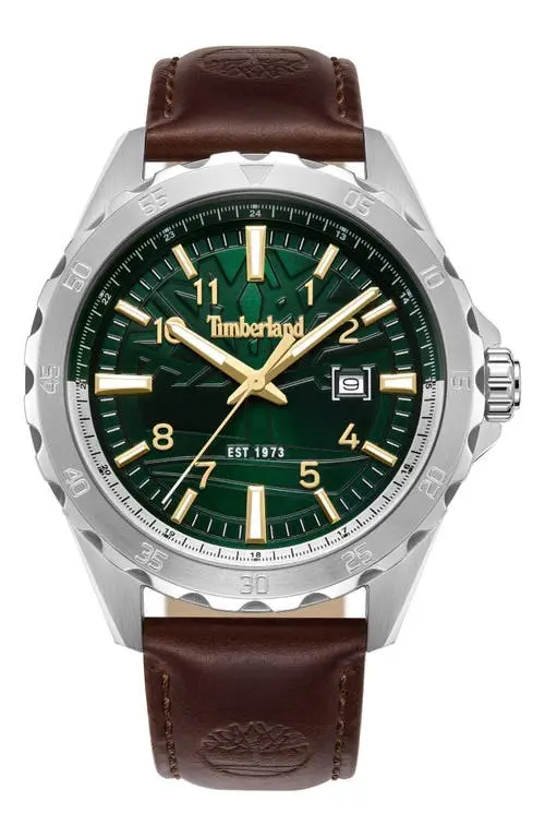 Timberland Day Pond Leather Strap Watch - Dark Brown