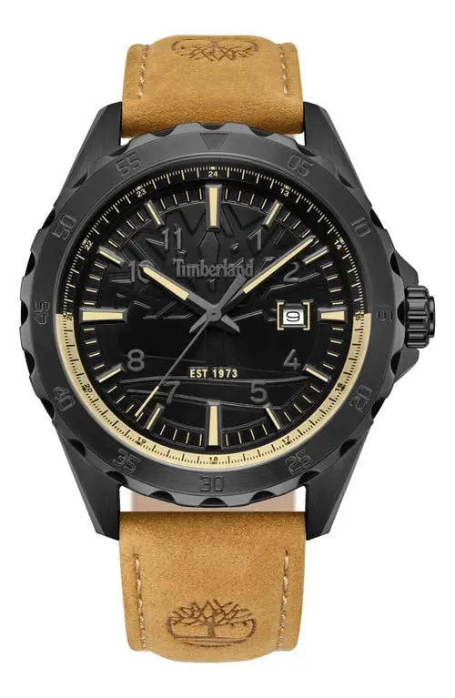 Timberland Day Pond Leather Strap Watch - Tan