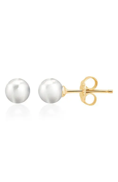CRISLU Cultured Pearl Stud Earrings - 18kyg/clear Stone