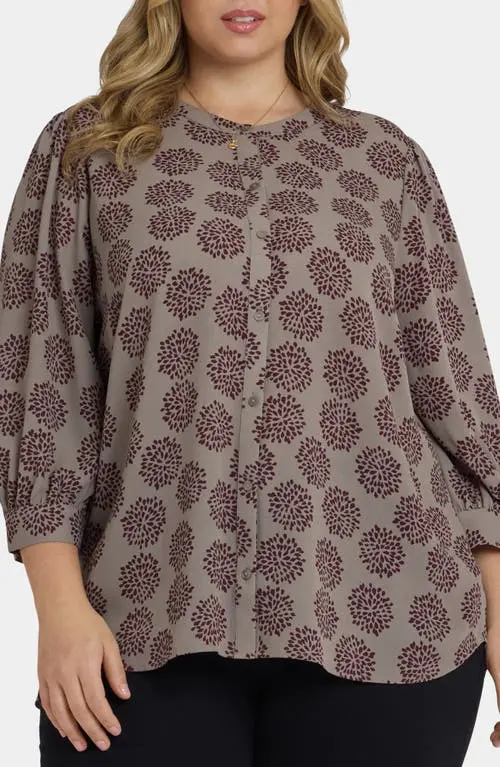 NYDJ Bonnie Print Georgette Button-up Top - Valenton