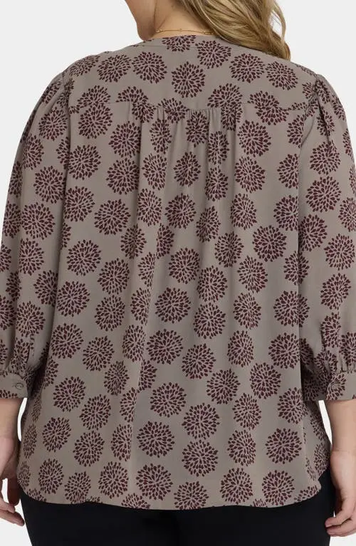 NYDJ Bonnie Print Georgette Button-up Top - Valenton