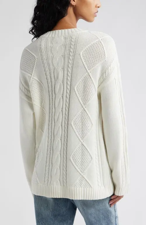 Bp. Cabled Oversized Cotton-blend Crewneck Sweater - Ivory
