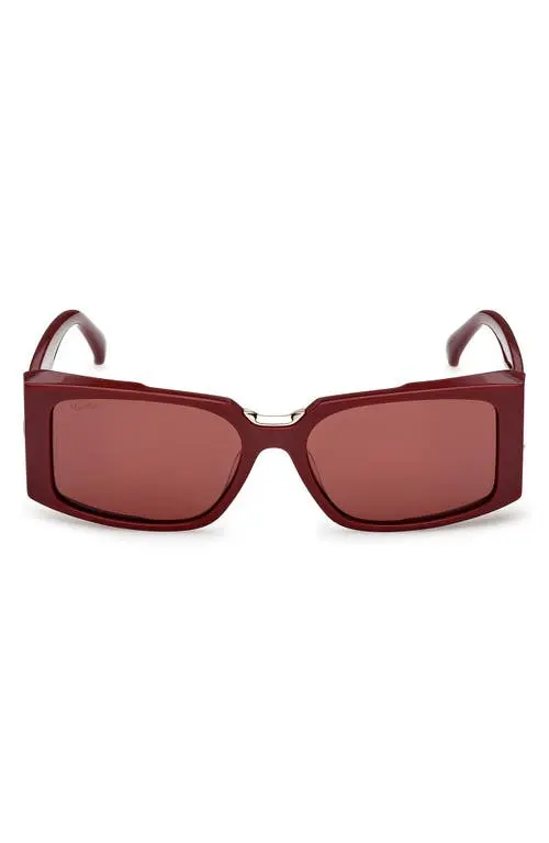 Max Mara Spark 54mm Rectangular Sunglasses - Bordeaux/gold/marsala Wine