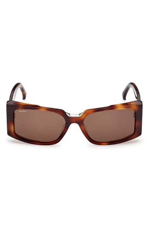 Max Mara Spark 54mm Rectangular Sunglasses - Havana/pale Gold/brown