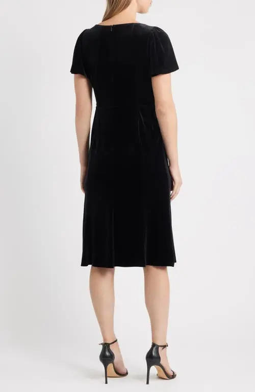 Anne Klein Flared Sleeve Velvet Dress - Anne Black