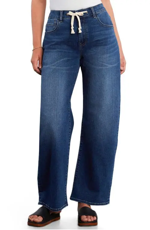 HINT OF BLU Tie Front Barrel Leg Jeans - Brunch Blue