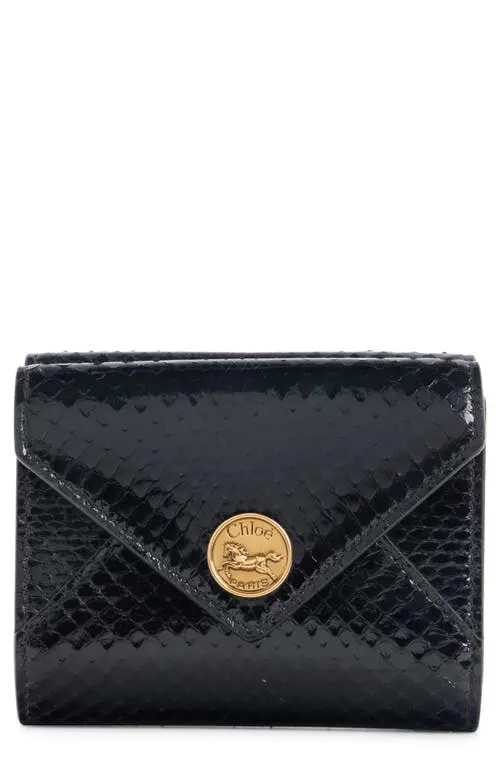 Chloé Leather Envelope Trifold Wallet - Black