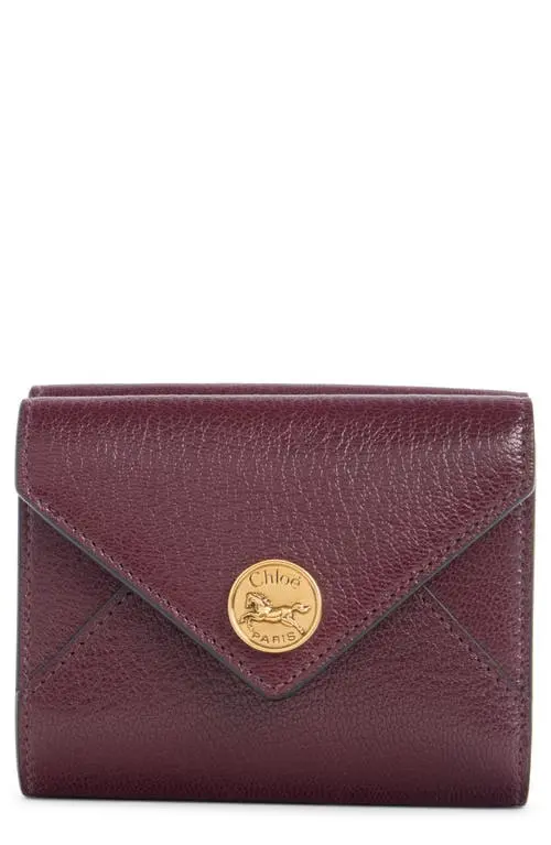 Chloé Leather Envelope Trifold Wallet - Grenat