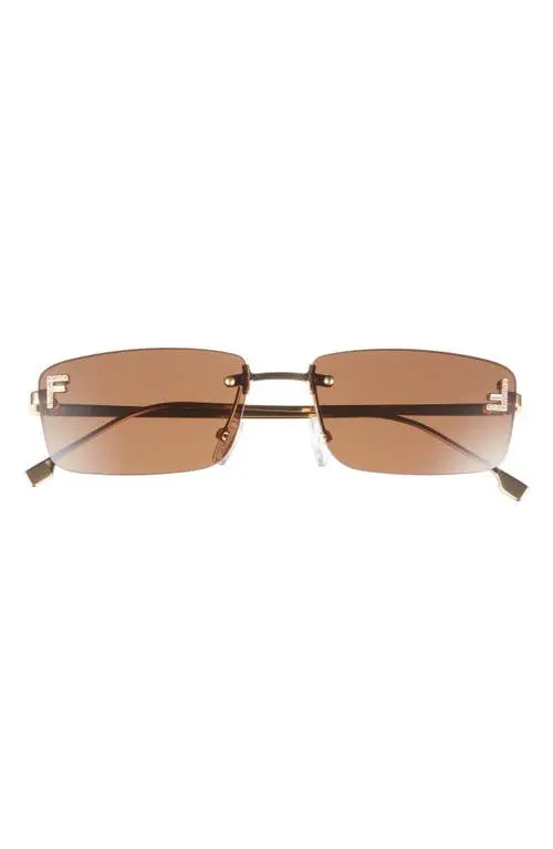 Fendi 54mm Rimless Rectangular Sunglasses - Gold/brown