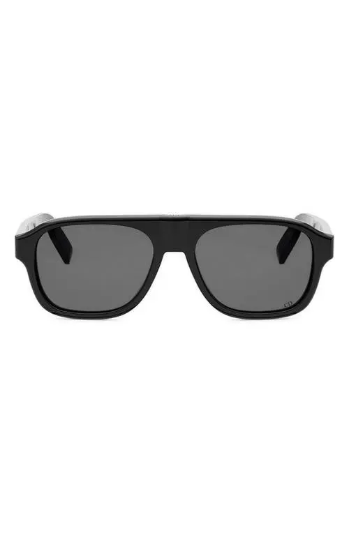Dior Cd Icon A1i 55mm Gradient Pilot Sunglasses - Shiny Black/smoke