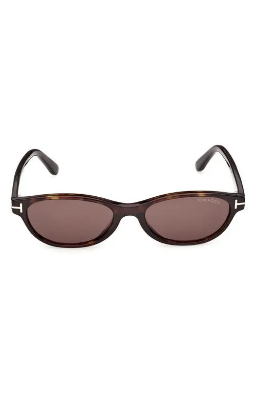 TOM FORD Oval Sunglasses - Havana/chocolate Brown Lens