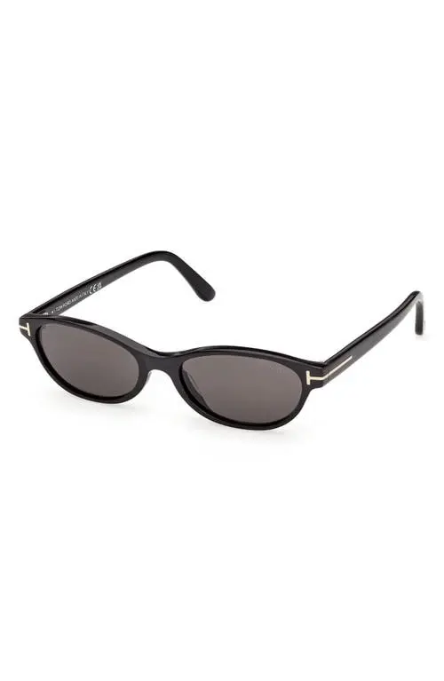 TOM FORD Oval Sunglasses - Shiny Black/smoke Lens