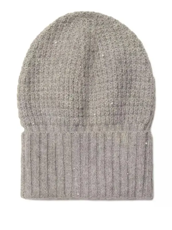 Fabiana Filippi Sequin-embellished Ribbed Beanie - Grey