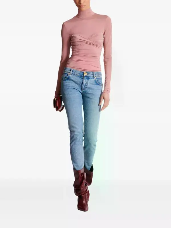 Balmain Faded-wash Jeans With Button Detailing - Blue