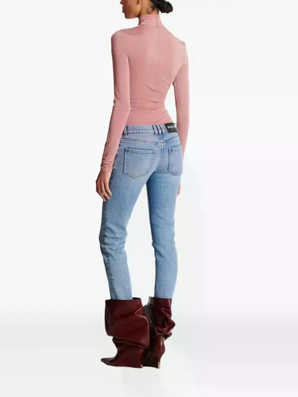 Balmain Faded-wash Jeans With Button Detailing - Blue