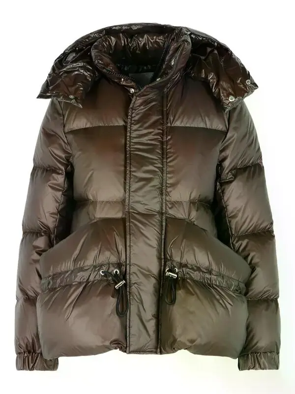 Sacai Quilted Down Jacket With Removable Hood - Brown